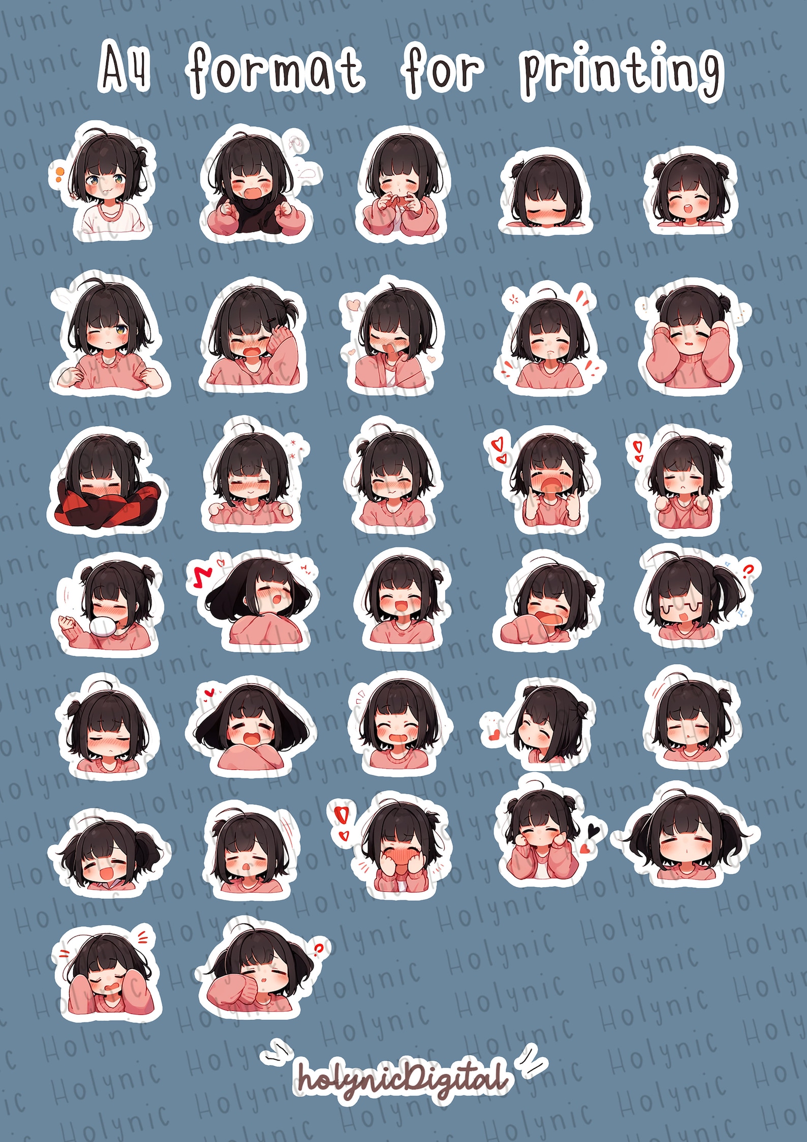 Printable- 'my Girl-mood' Stickers - Cute Anime Digital Stickers for ...