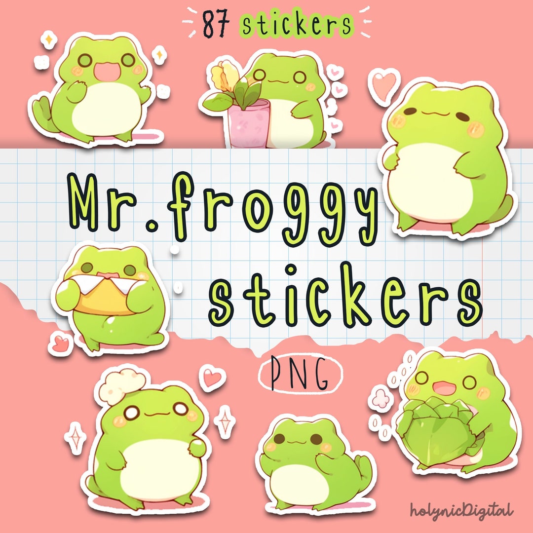 Kawaii Printable - Mr. Froggy Digital Stickers - Set of 87 Frog ...