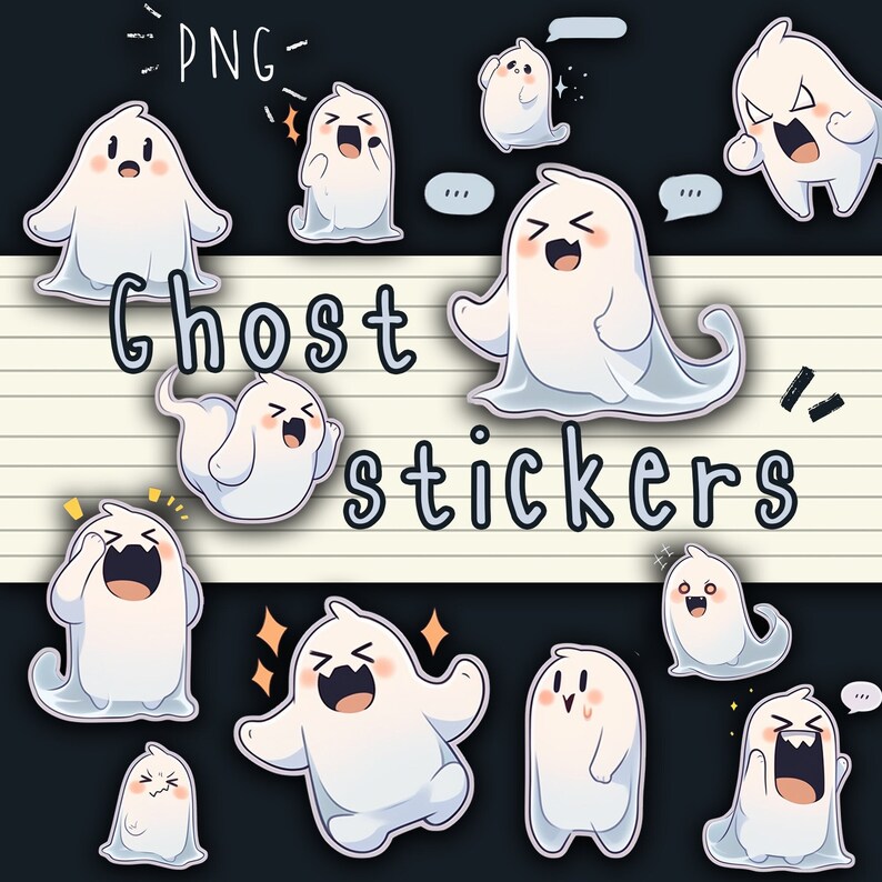 Printable Format- Spooky Ghost Digital Stickers - Hauntingly Cute ...