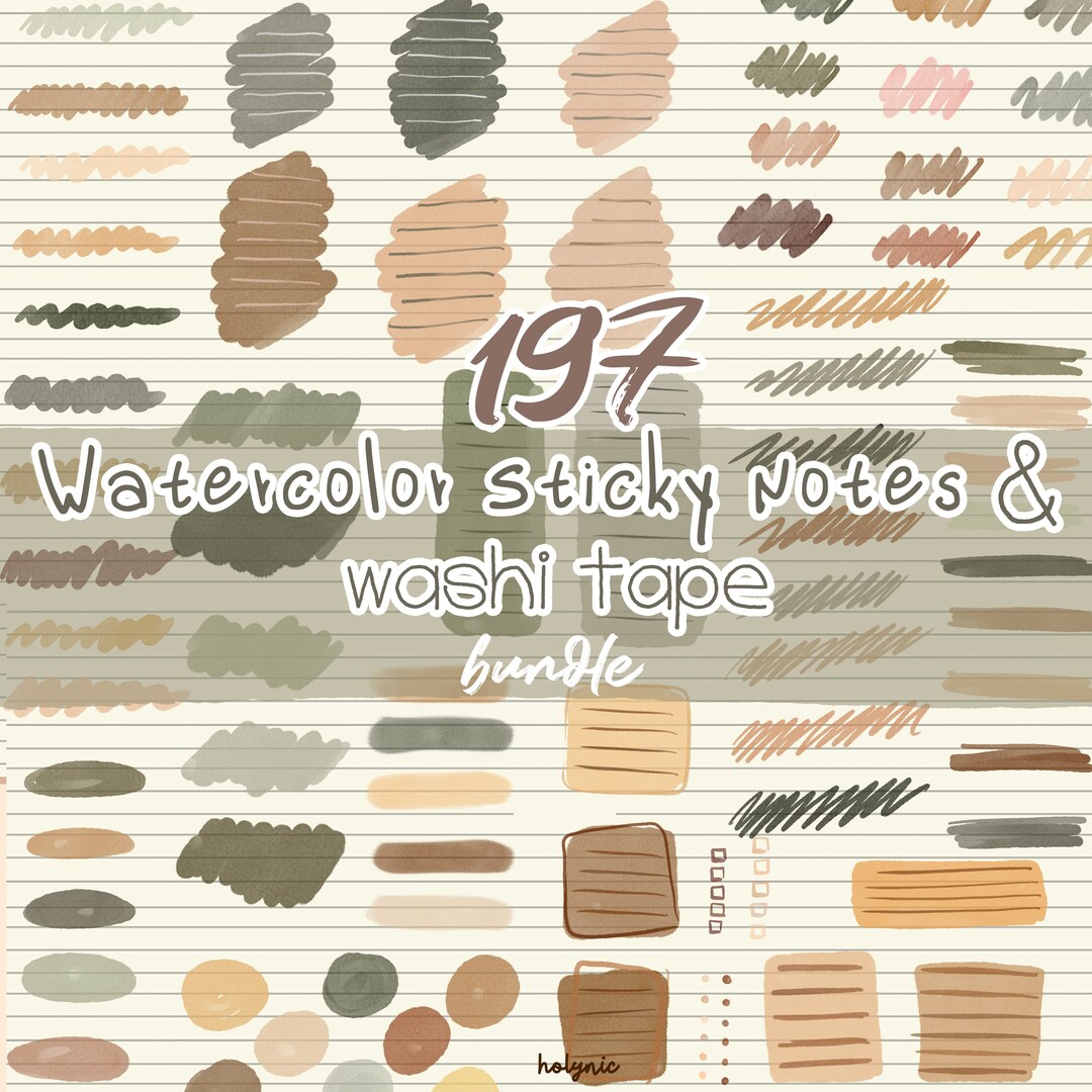 197 Watercolor Sticky Notes and Washi Tape Set for Digital Planners - Etsy