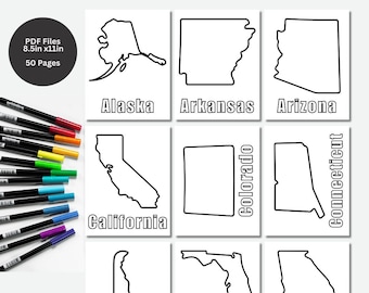 usa flag map coloring page