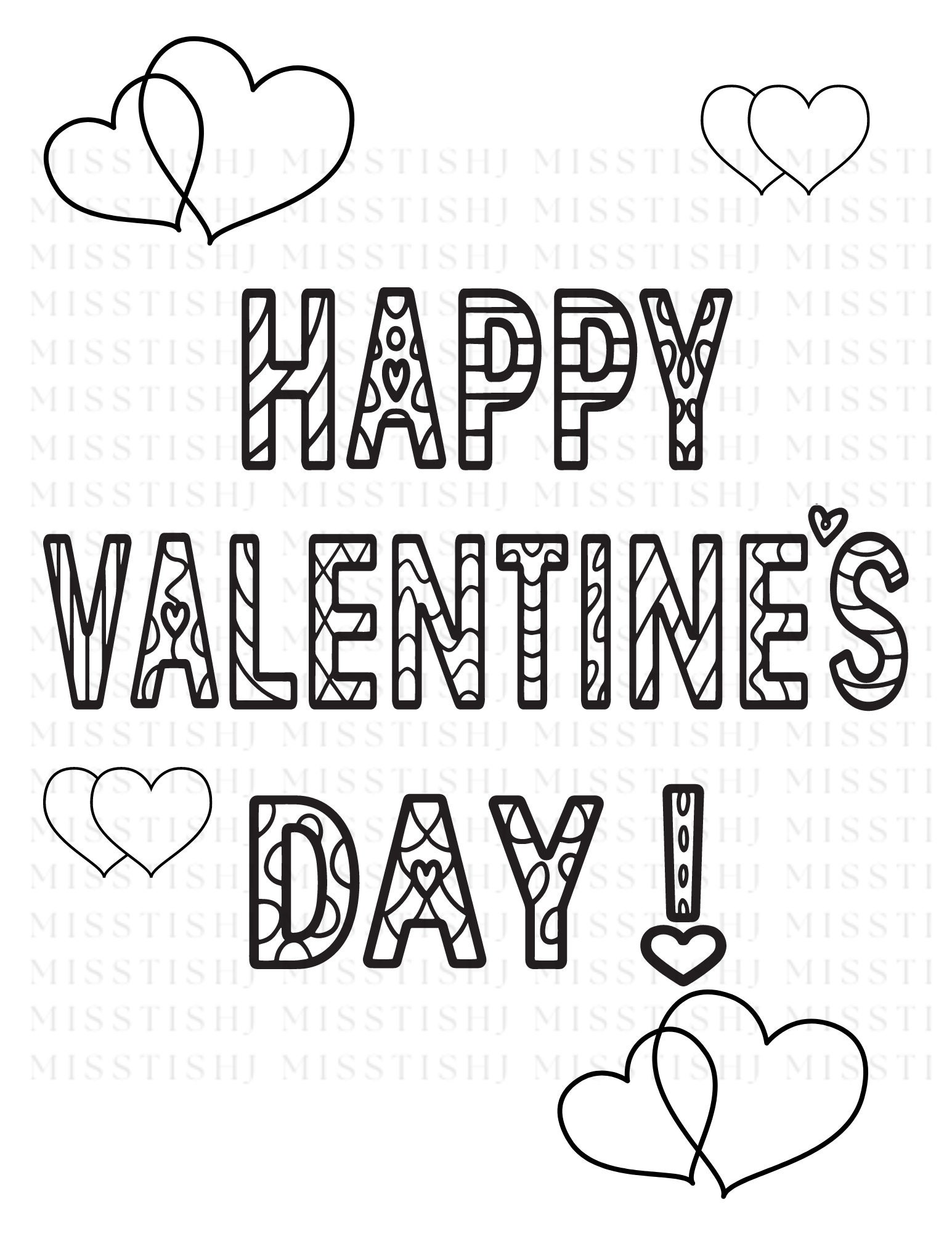 Printable Valentine's Day Themed Coloring Pages - 8.5 in X 11 in ...