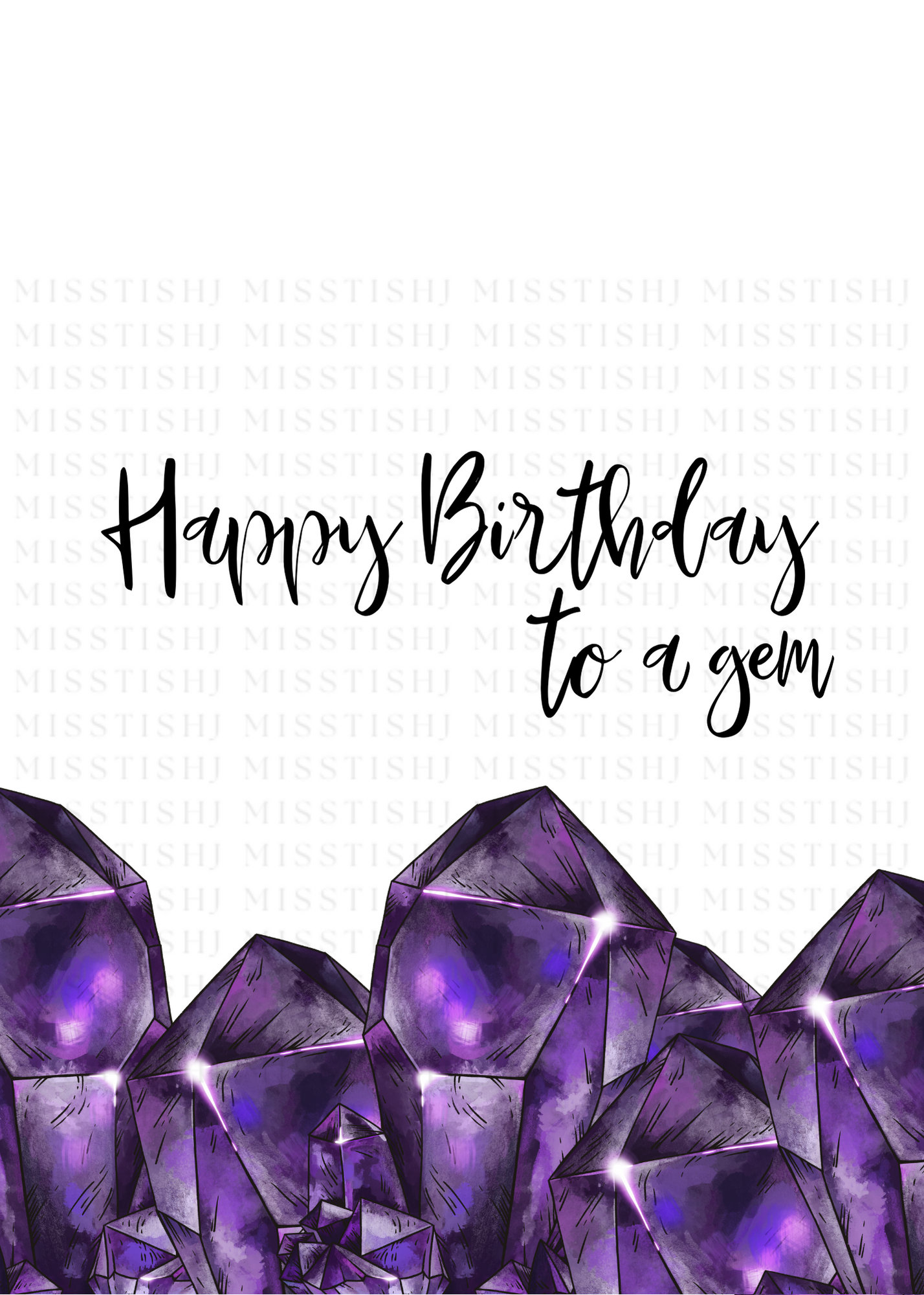 Happy Birthday to A Gem Card - February Birthstone, Amethyst - Front ...
