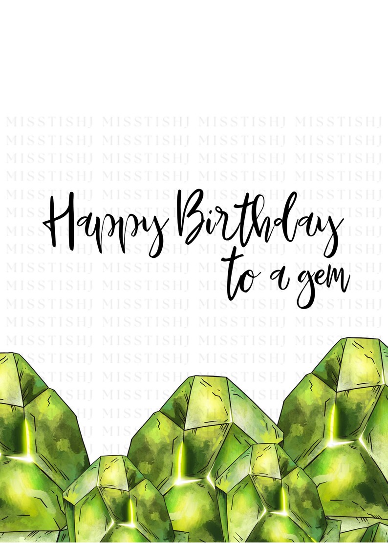 Happy Birthday to A Gem Card - August Birthstone, Peridot - Front ...