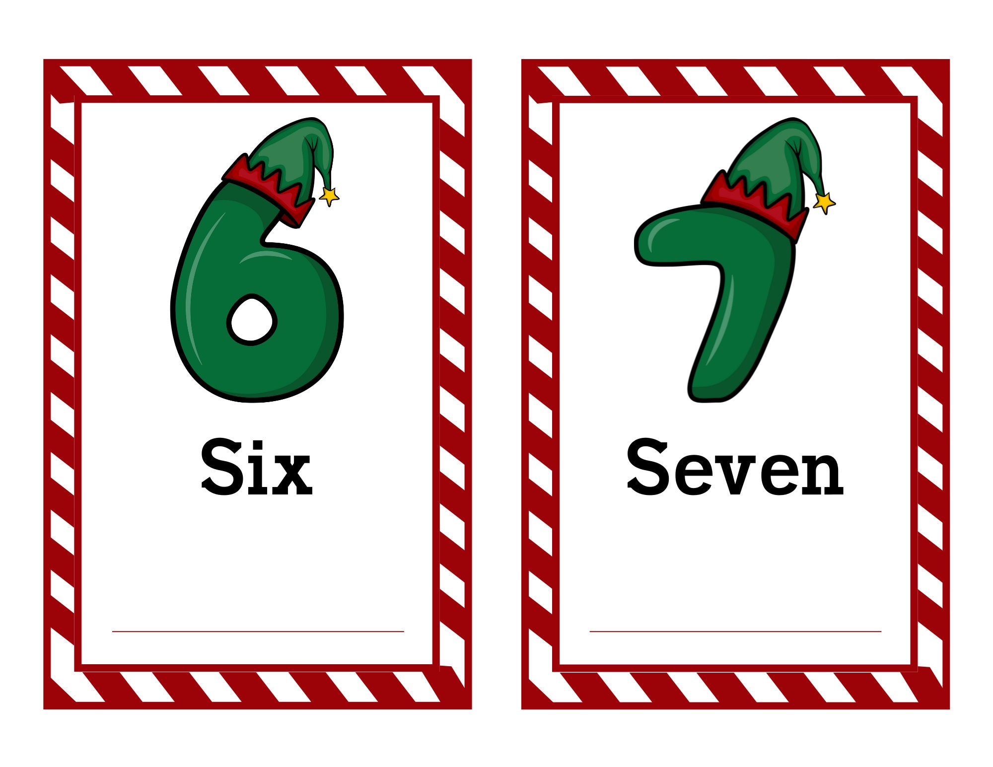 Printable Kids 0-9 Flashcards With Elf Hats, Holiday Themed - Etsy