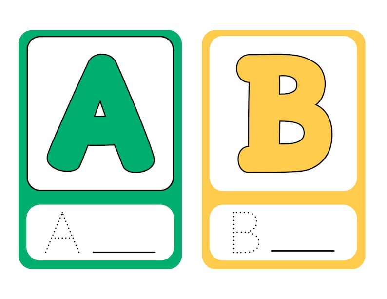 Printable Kids A-Z Flashcards With Tracing - Color, Digital Download ...