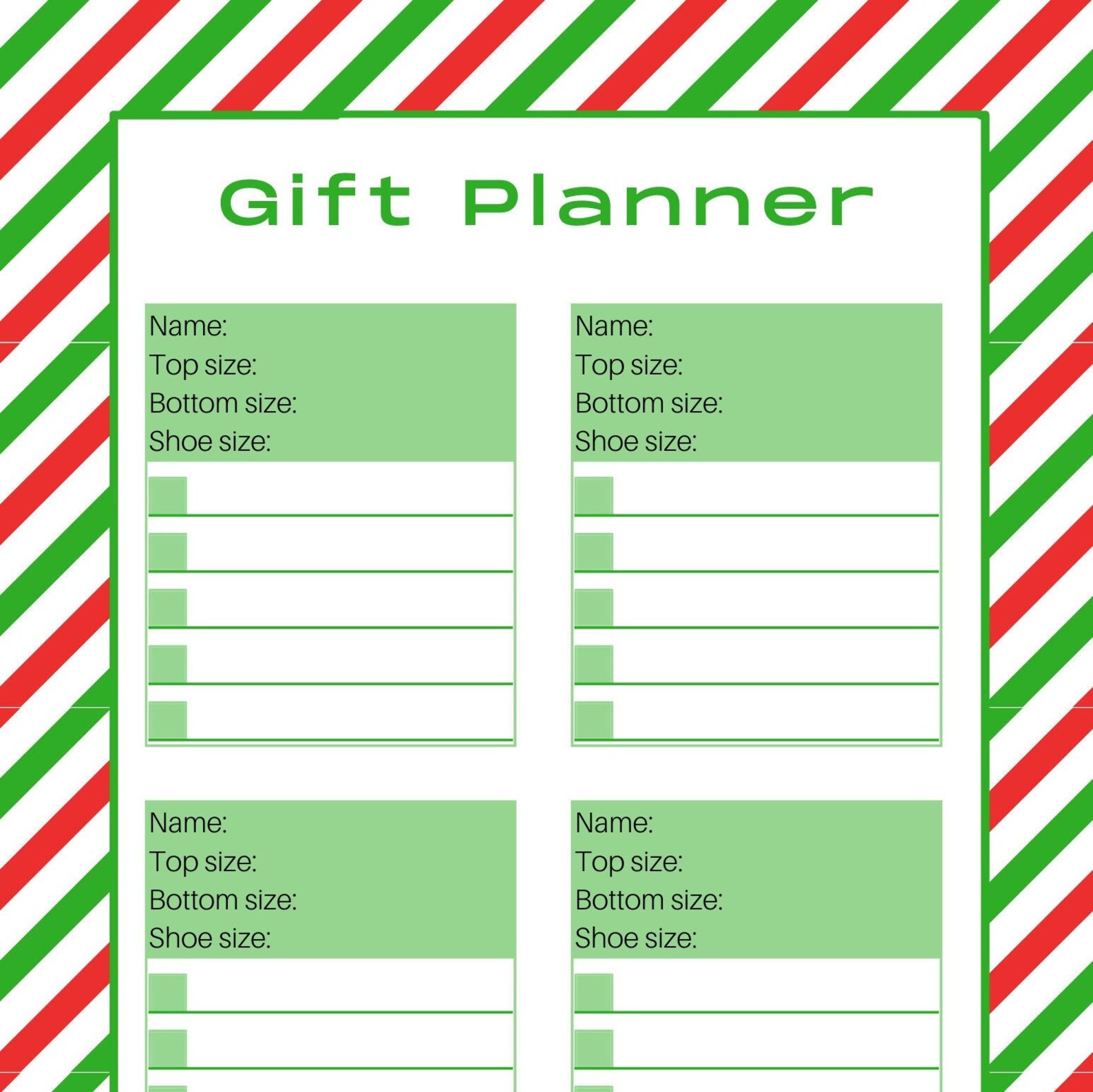 BUNDLE! Holiday Gift Planner and Dear Santa Letter - Green - Printable ...