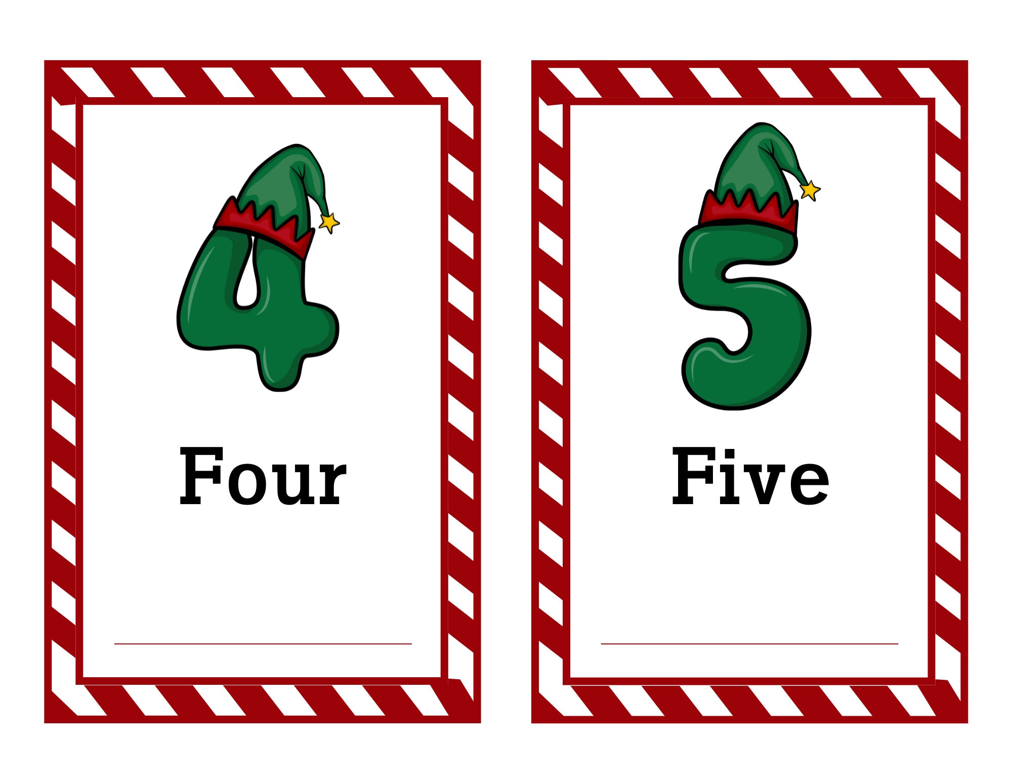 Printable Kids 0-9 Flashcards With Elf Hats, Holiday Themed - Etsy