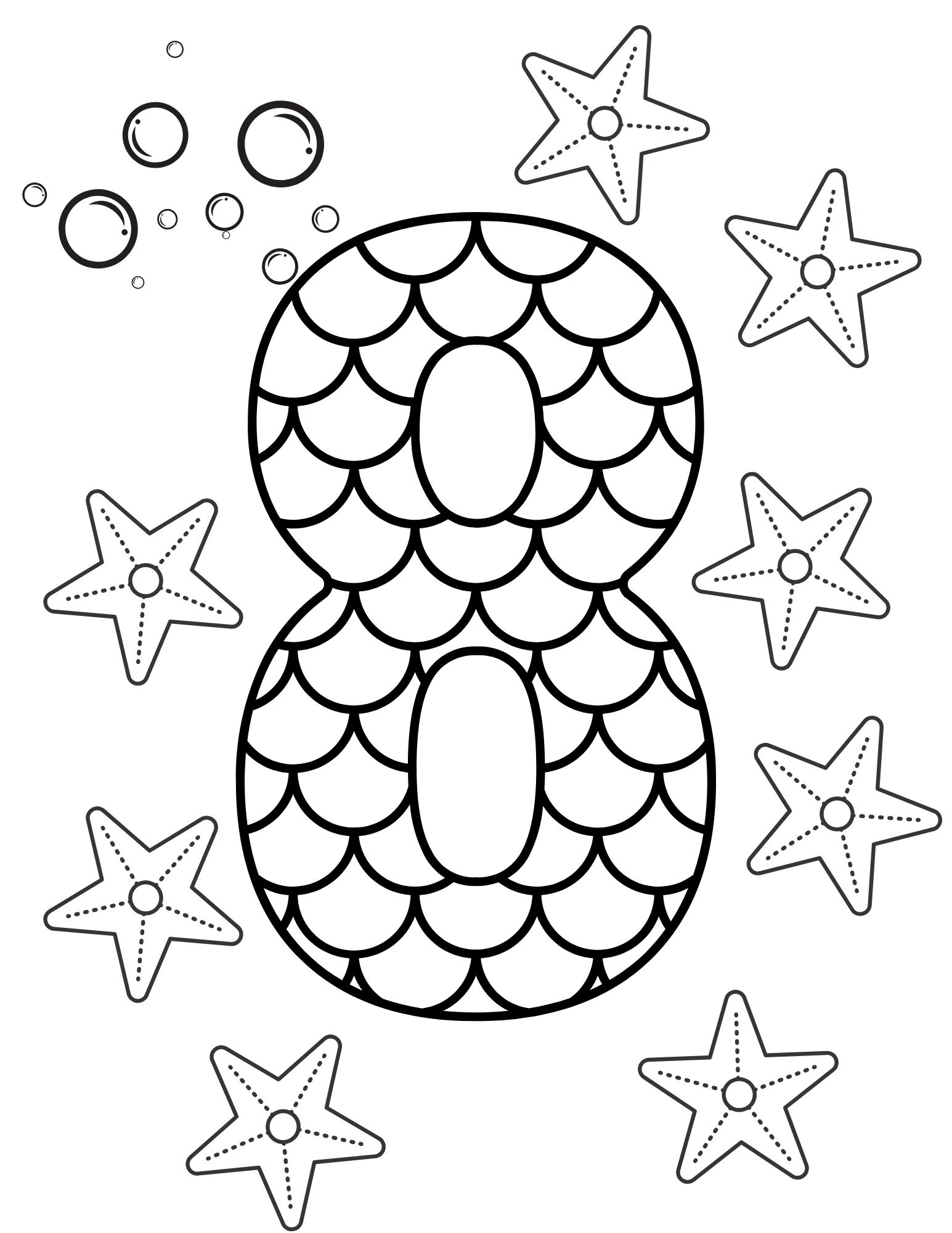 Printable Mermaid Theme A-Z, 0-9 Coloring Pages, Digital Download 8.5in ...