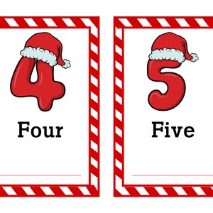 Printable Kids 0-9 Flashcards With Red Santa Hats, Holiday Themed - Etsy