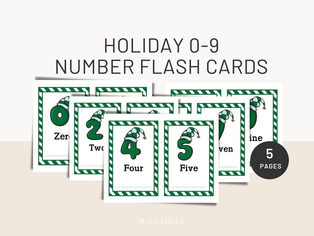 Printable Kids 0-9 Flashcards With Santa Hats, Holiday Themed - Etsy
