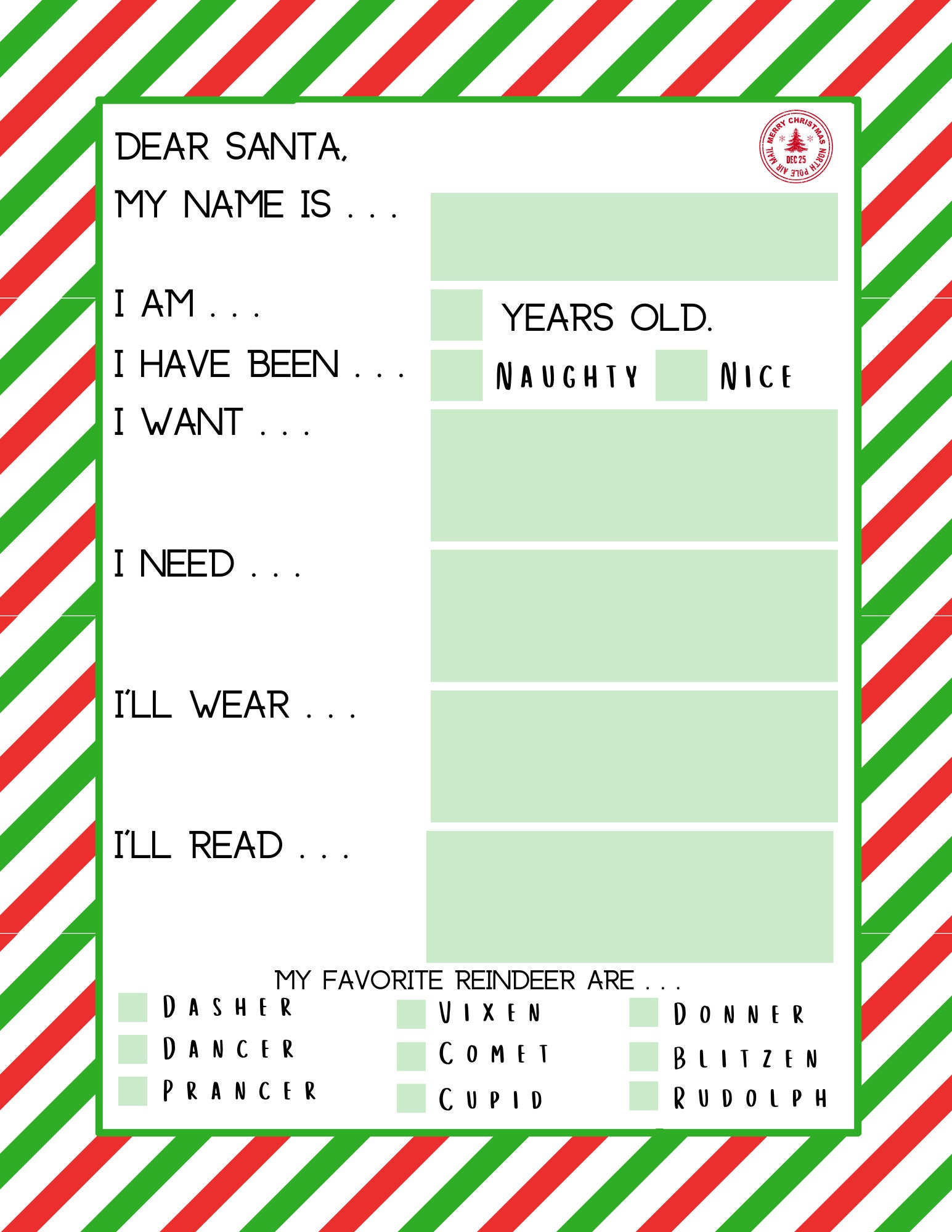 BUNDLE! Holiday Gift Planner and Dear Santa Letter - Green - Printable ...