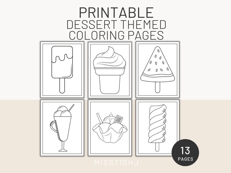 Printable Dessert Themed Coloring Pages, Digital Download 8.5in X 11in ...
