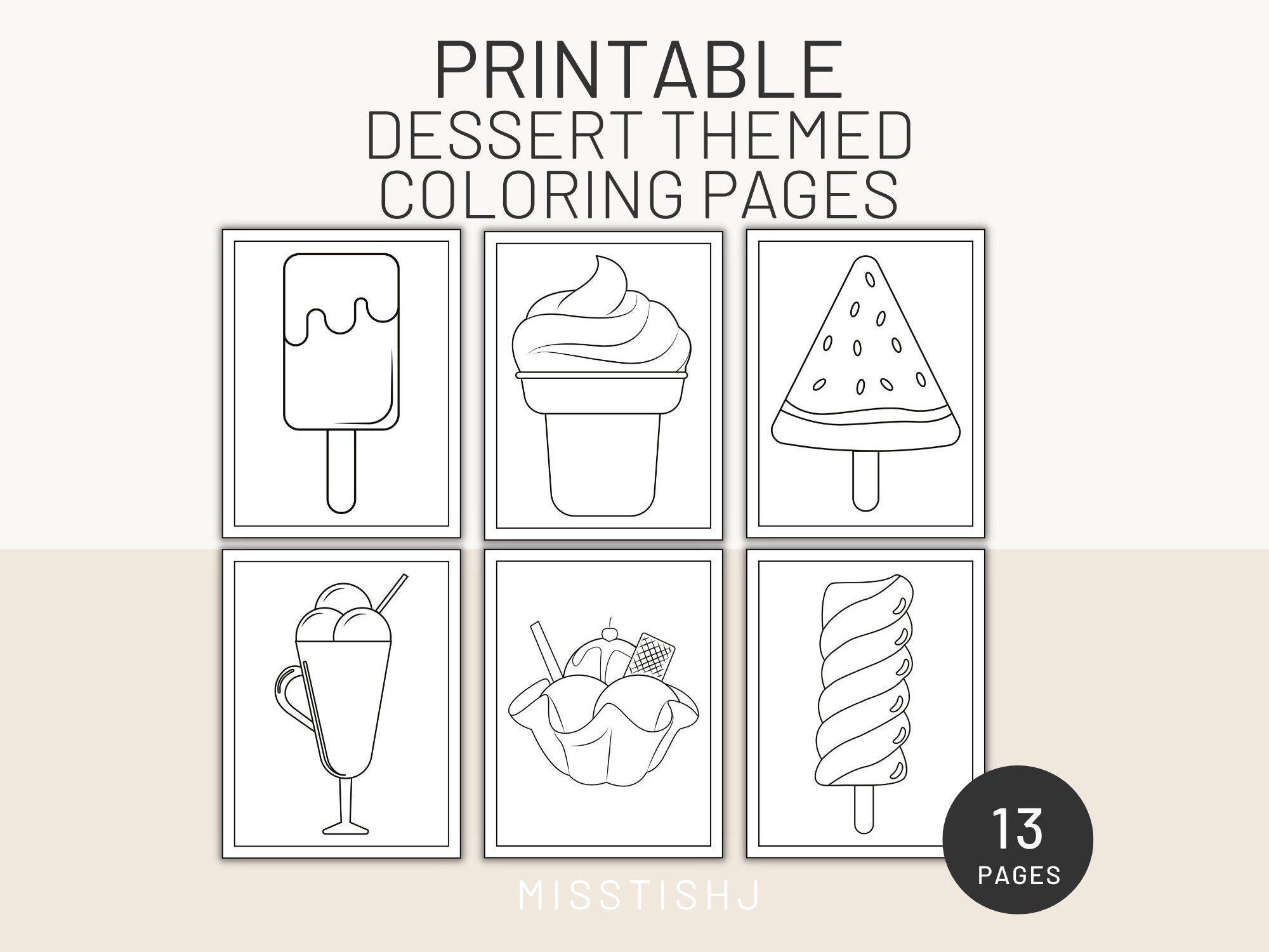 Printable Dessert Themed Coloring Pages, Digital Download 8.5in X 11in ...
