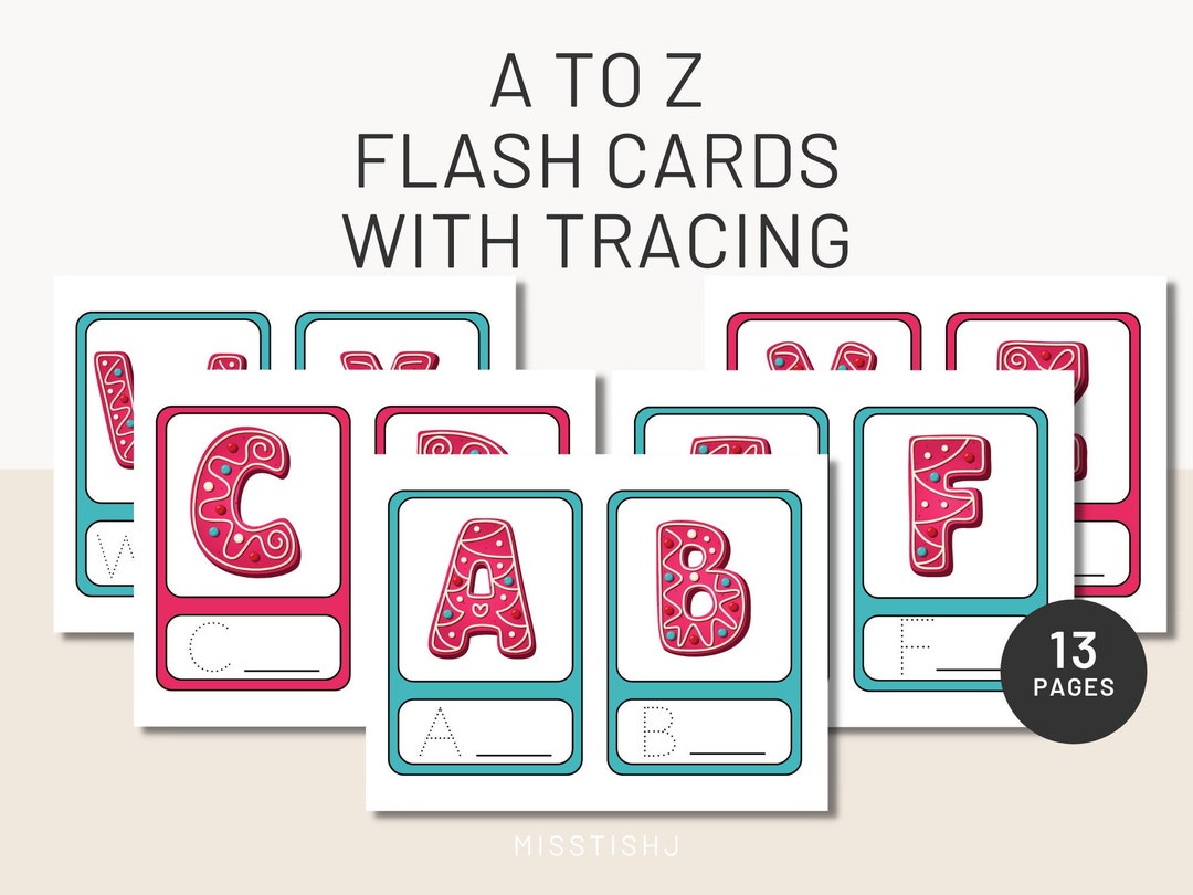 Printable Kids A-Z Flashcards With Coloring and Tracing - Valentine's ...