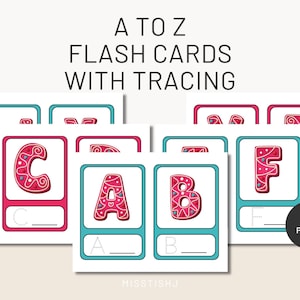 Printable Kids A-Z Flashcards With Coloring and Tracing - Valentine's ...