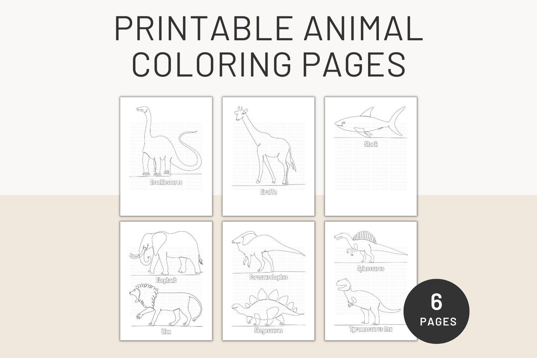 Printable Animal Themed Coloring Pages, for Adults or Kids Digital ...