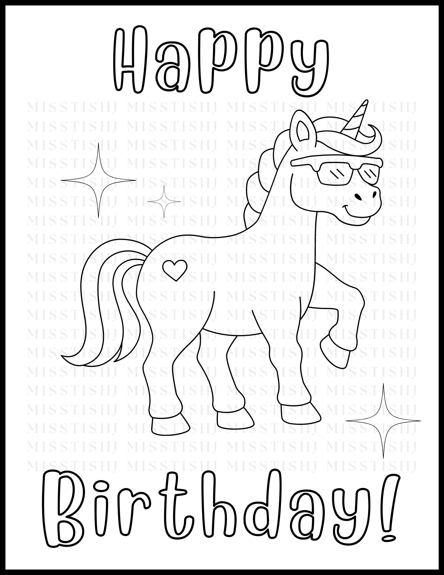 Free printable unicorn birthday coloring pages - gunasse