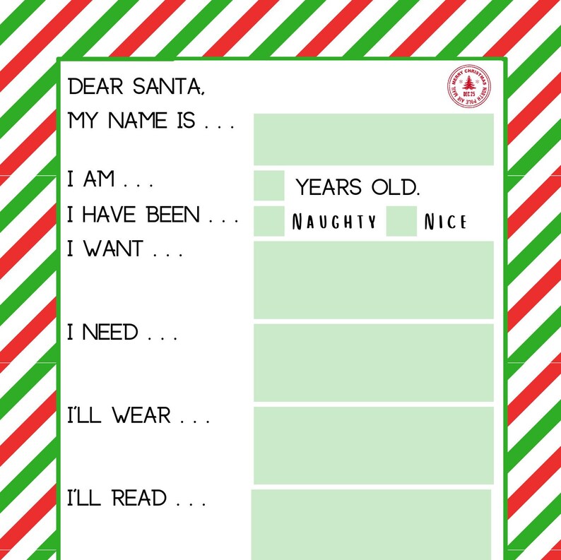 BUNDLE! Holiday Gift Planner and Dear Santa Letter - Green - Printable ...