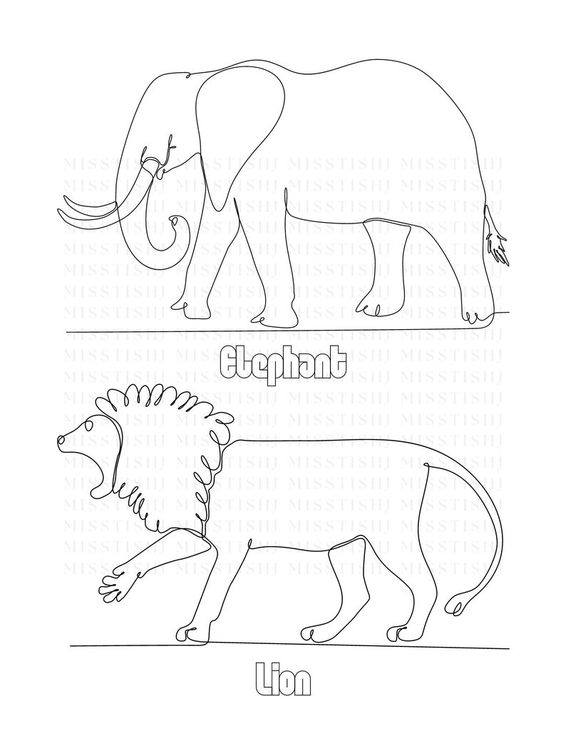 Printable Animal Themed Coloring Pages, for Adults or Kids Digital ...