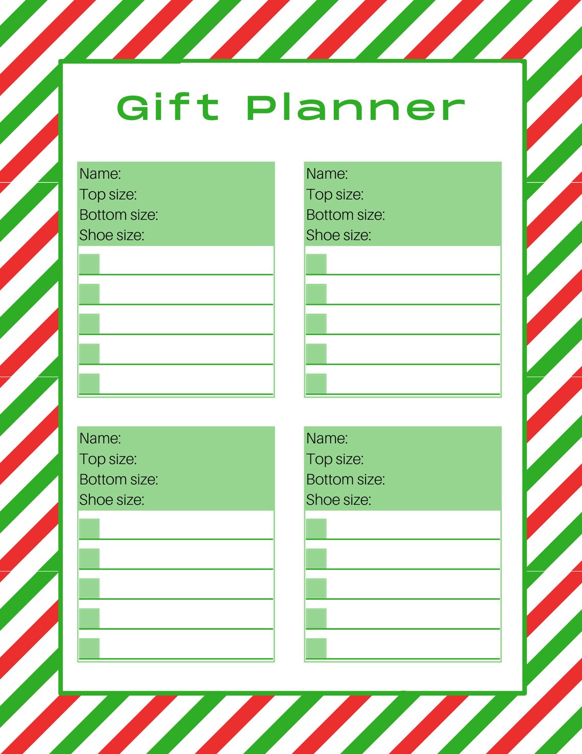 BUNDLE! Holiday Gift Planner and Dear Santa Letter - Green - Printable ...
