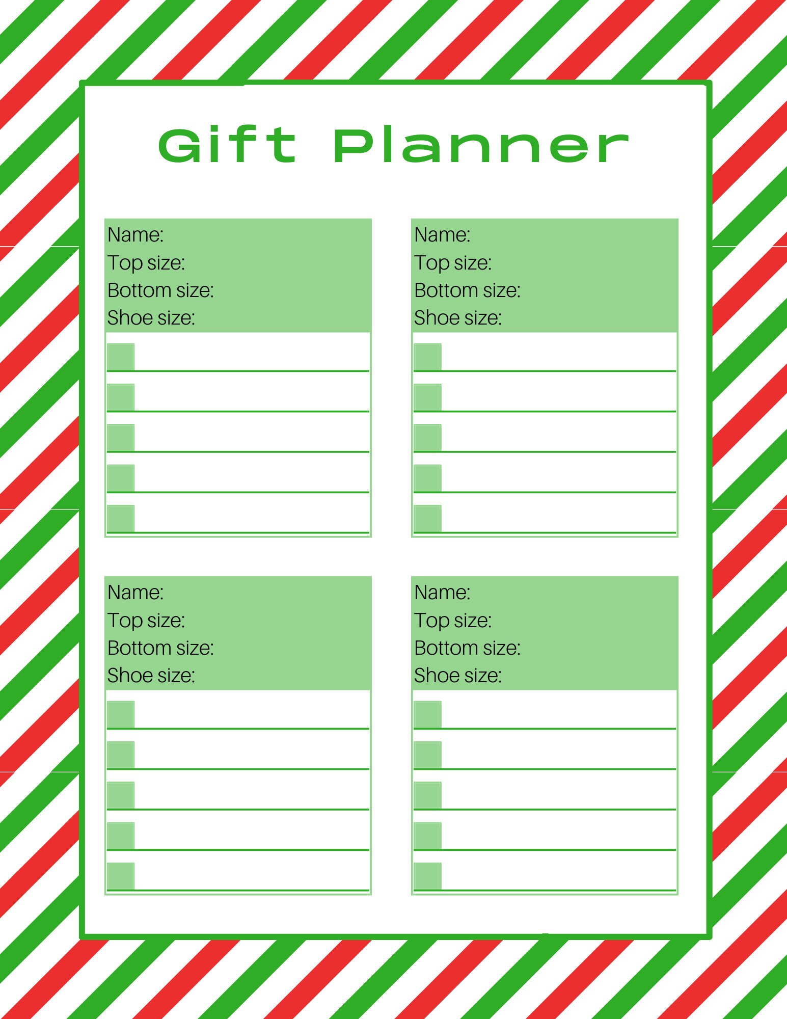 BUNDLE! Holiday Gift Planner and Dear Santa Letter - Green - Printable ...