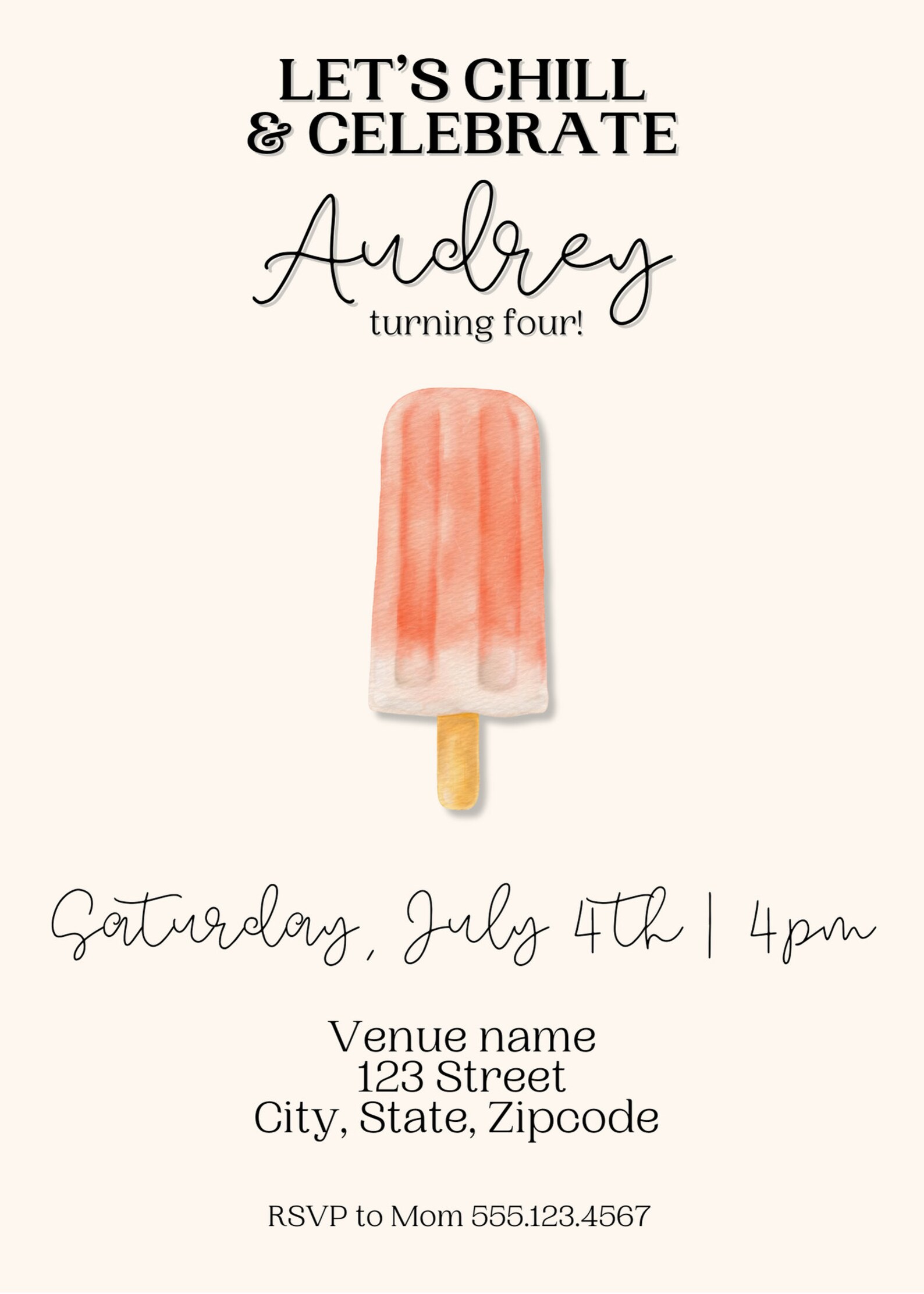 Personalized Let's Chill & Celebrate Popsicle Birthday Invitation With ...