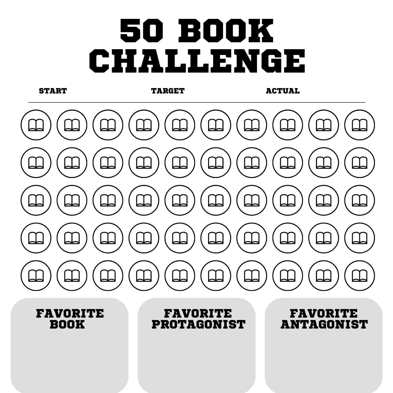 5 Page Printable Book Challenge With Multiple Challenges - Black ...