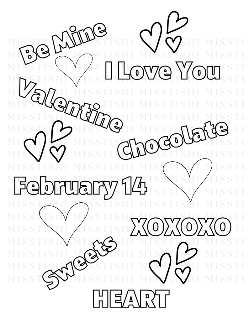 Printable Valentine's Day Themed Coloring Pages - 8.5 in X 11 in ...