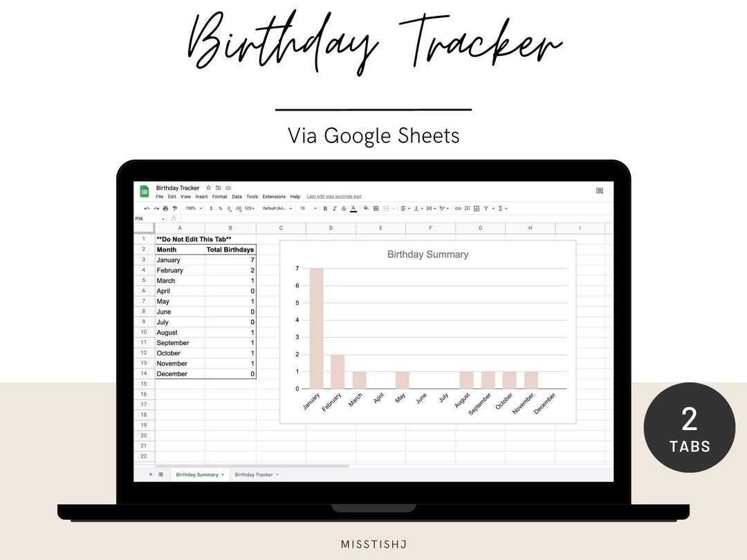 Birthday Tracker - Google Sheets Digital Download - Etsy