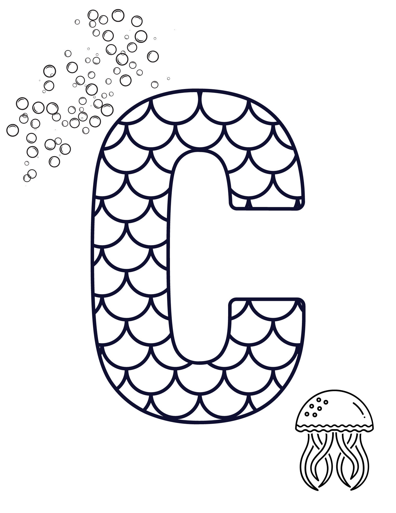 Printable Mermaid Theme A-Z, 0-9 Coloring Pages, Digital Download 8.5in ...