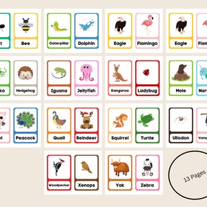 Printable Kids A-Z Flashcards - Animal Theme, Digital Download 11in X 8 ...
