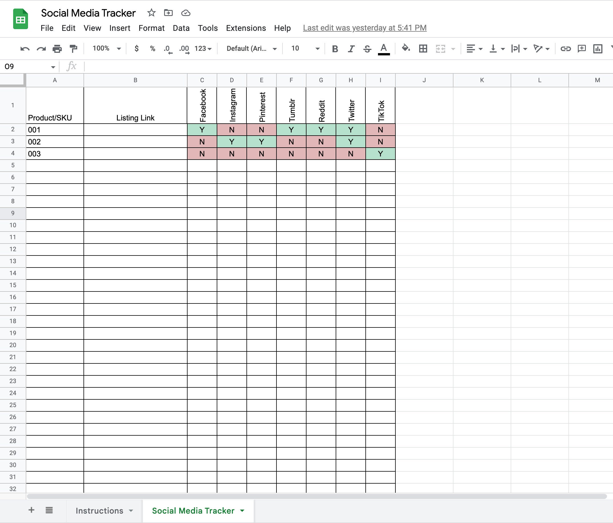 Etsy Social Media Tracker - Google Sheets Template With Built in ...
