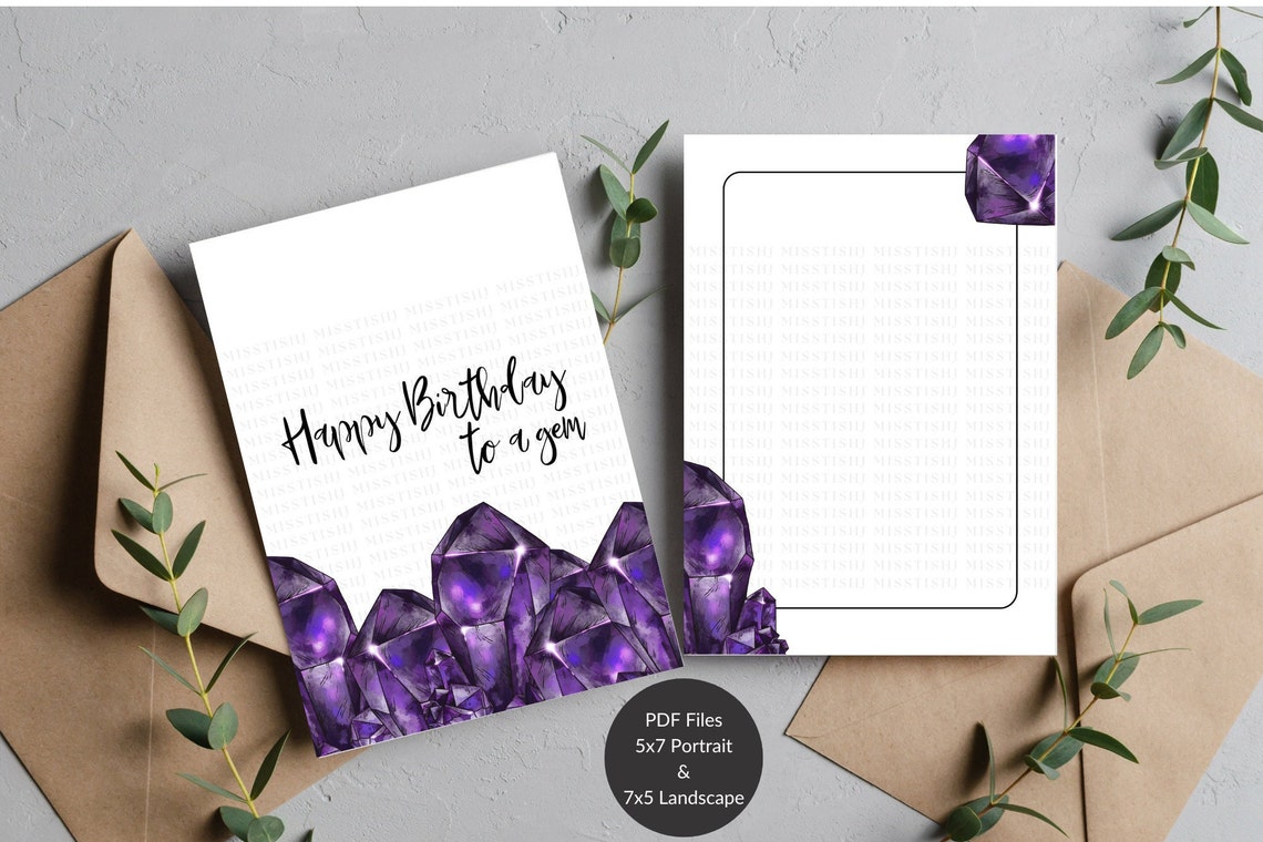 Happy Birthday to A Gem Card - February Birthstone, Amethyst - Front ...