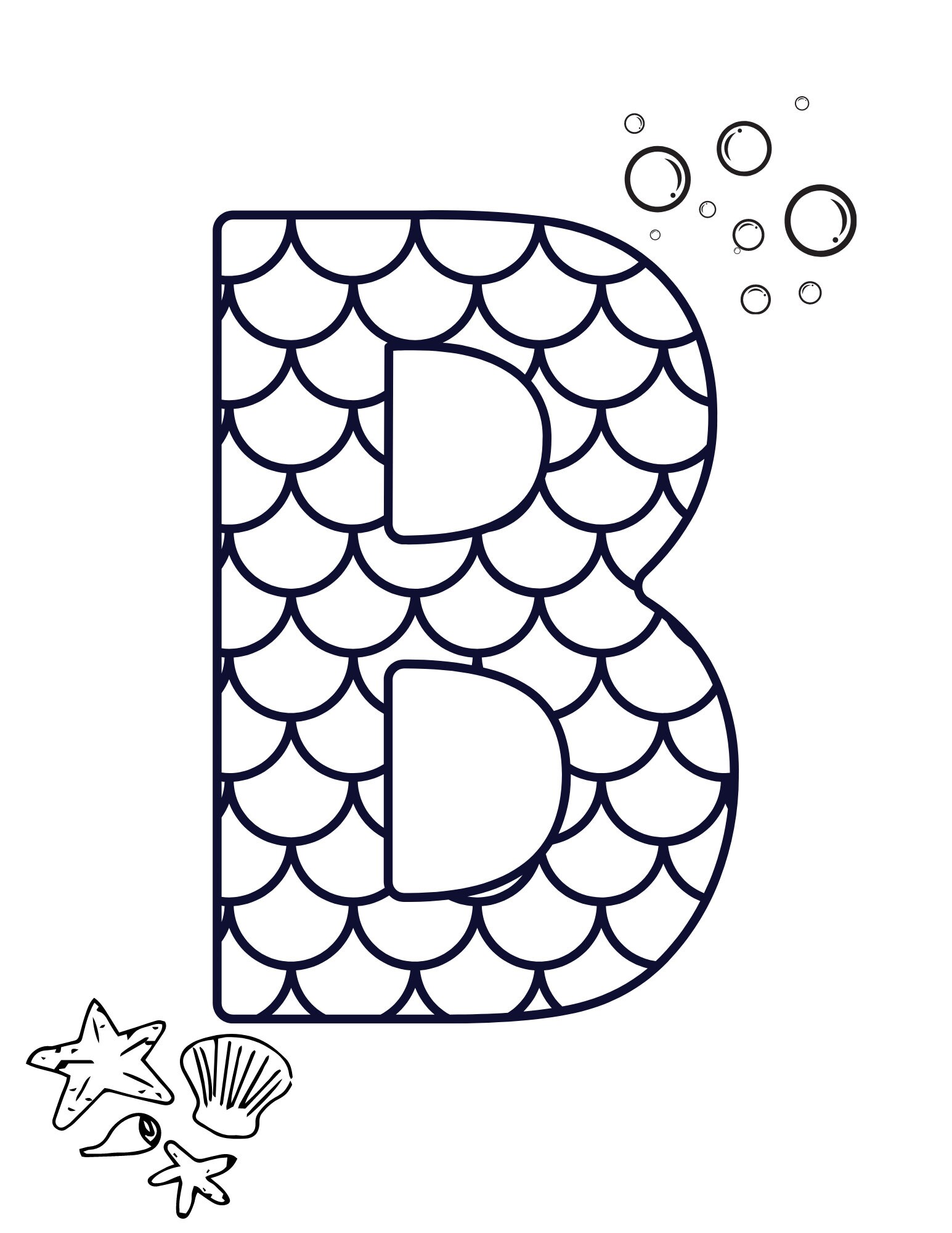 Printable Mermaid Theme A-Z, 0-9 Coloring Pages, Digital Download 8.5in ...