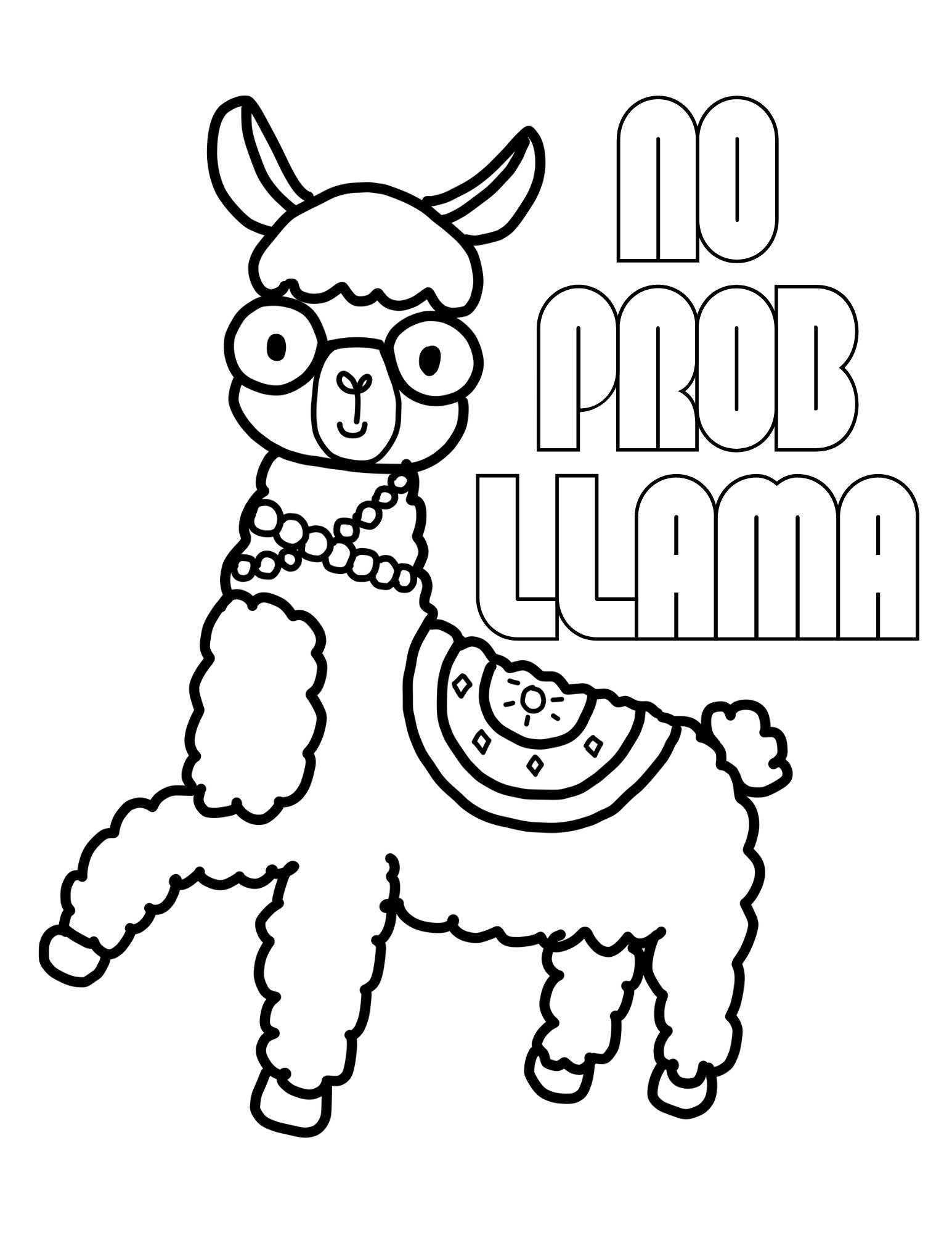 10 Page Llama Themed Coloring Pages - 8.5 in X 11 in - Digital Download ...