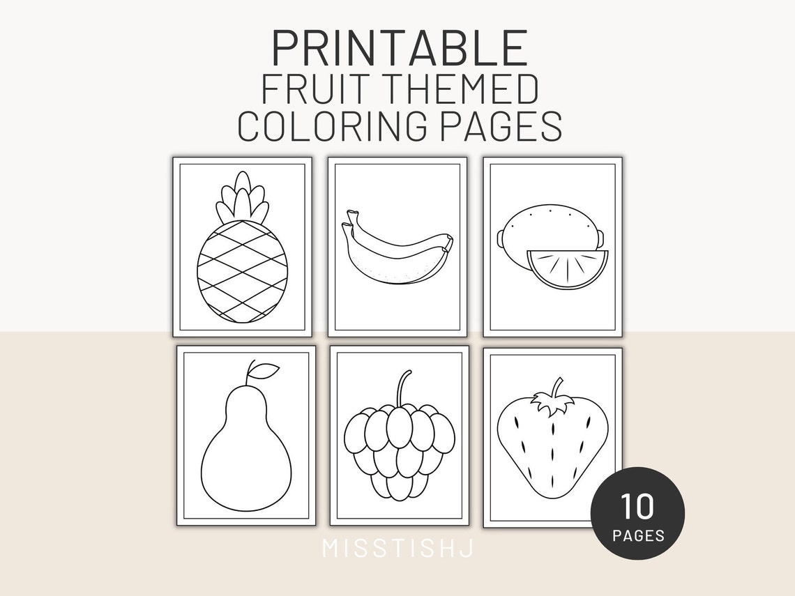 Printable Fruit Themed Coloring Pages, Digital Download 8.5in X 11in - Etsy