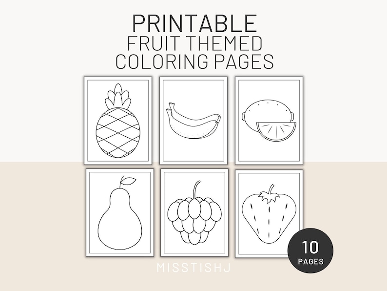 Printable Fruit Themed Coloring Pages, Digital Download 8.5in X 11in - Etsy