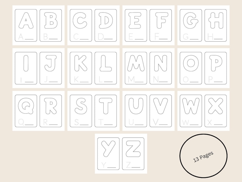 Printable Kids A-Z Flashcards With Coloring and Tracing - Black and ...