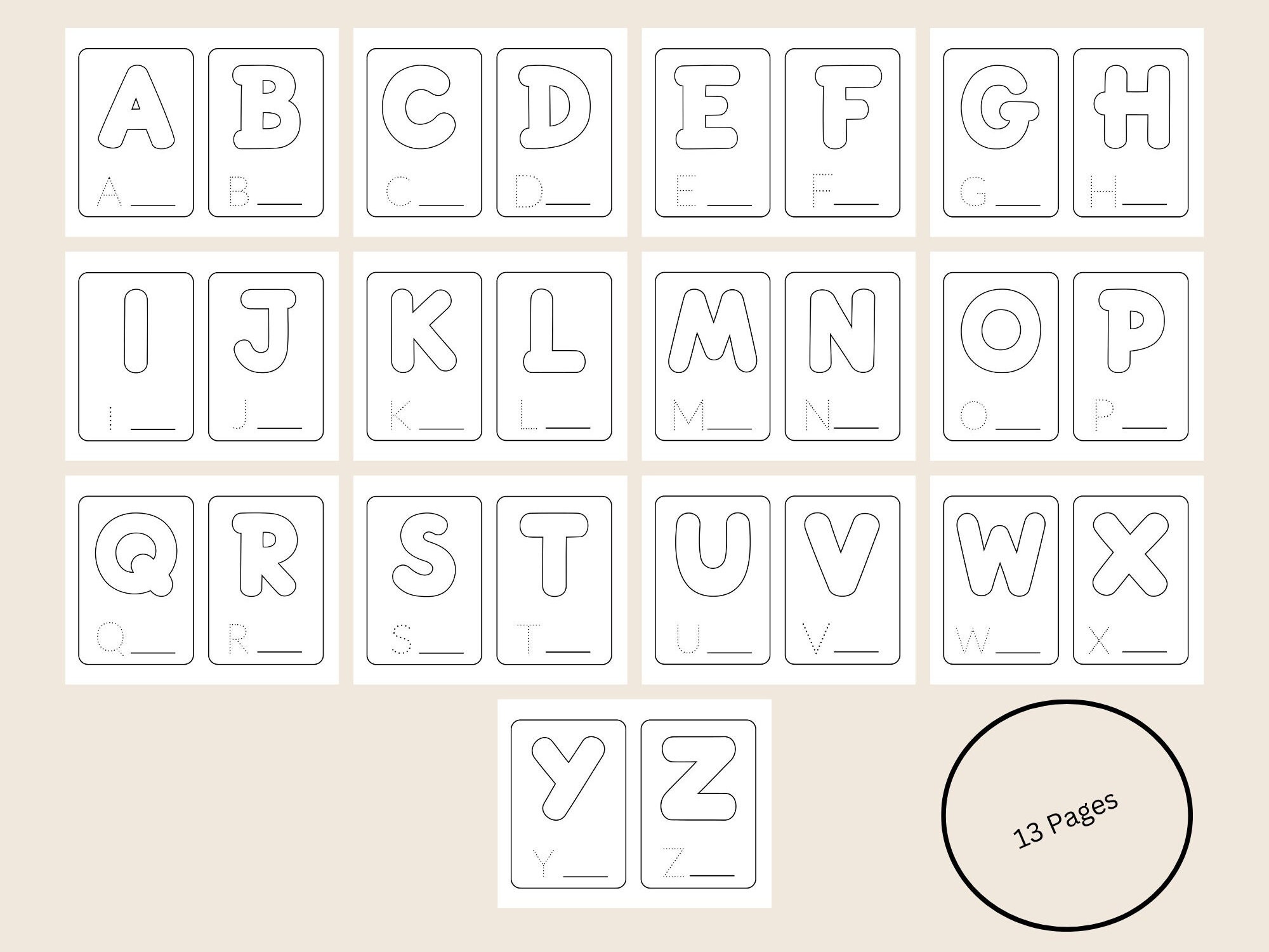 Printable Alphabet Flashcards for Kids | A-Z Tracing and Coloring Pages ...