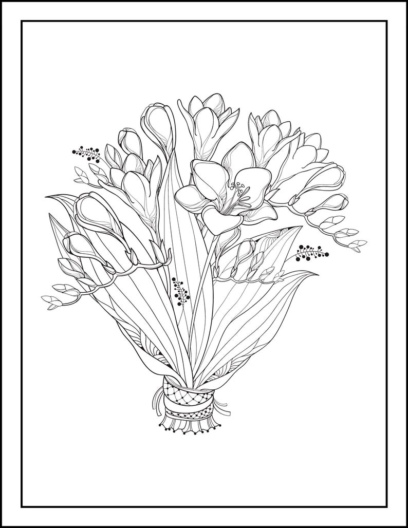 Printable Flower Themed Coloring Pages, for Adults or Kids Digital ...