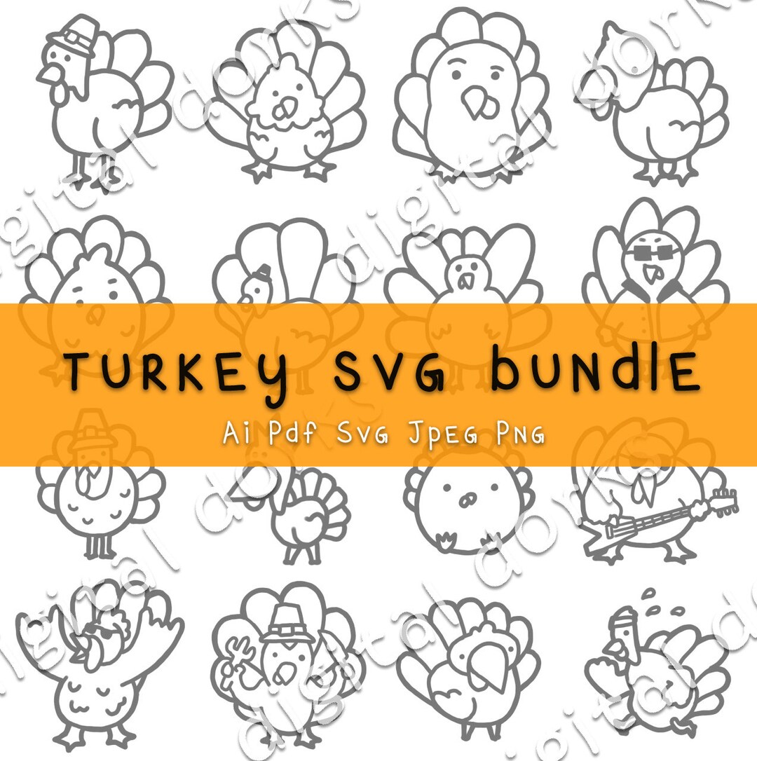 Turkey SVG Bundle - Thanksgiving SVG Bundle, Cute Turkey Svgs, Fall SVG ...