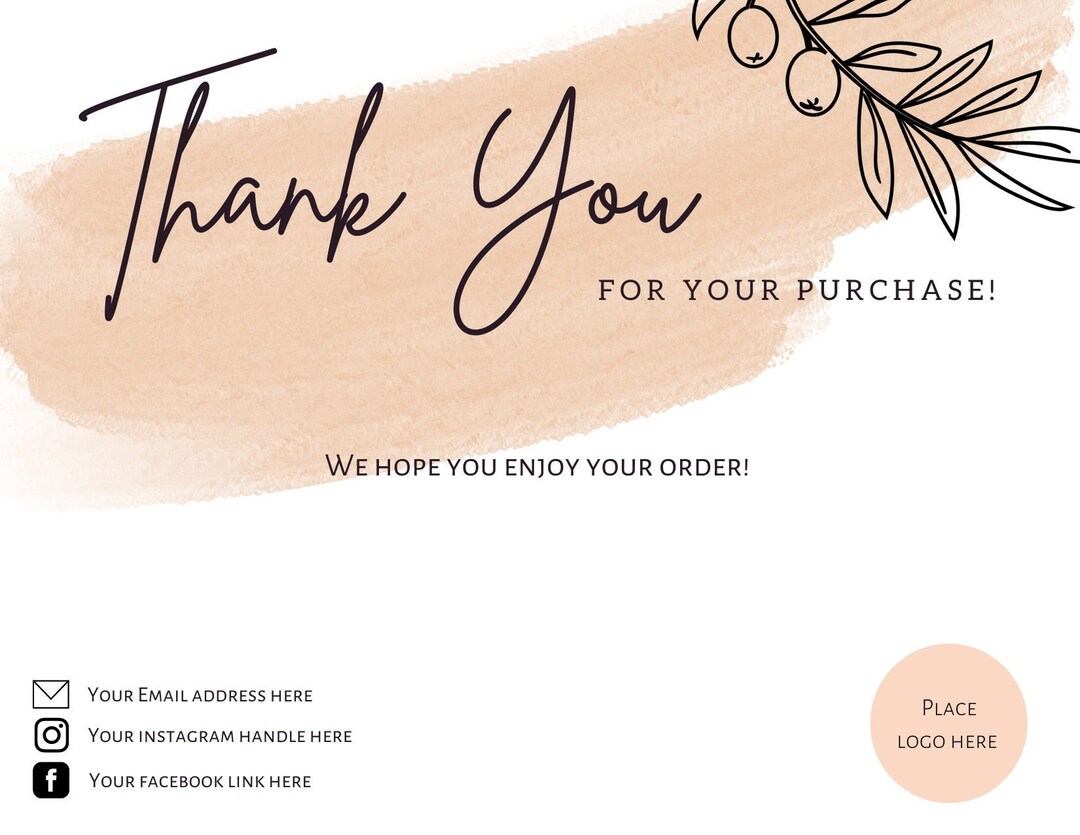 Digital Template Download (canva) - EDITABLE Simple 'thank You ...