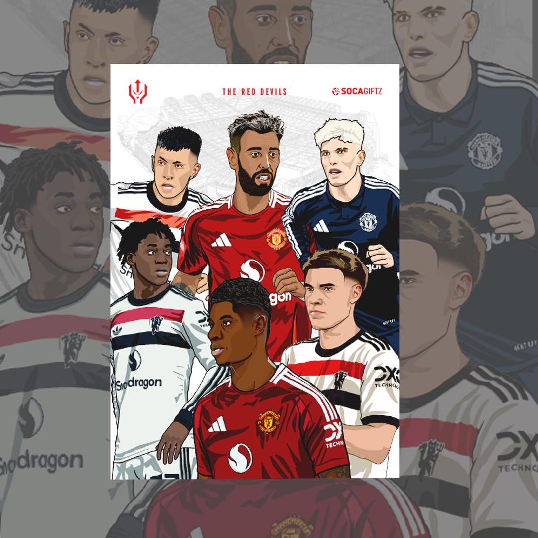 United 24/25 Super Six - A4 Poster Print of Manchester United's Star ...