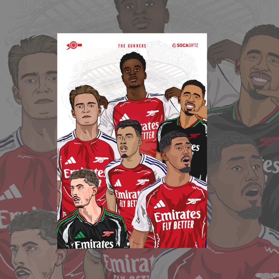 Arsenal 24/25 Super Six A4 Poster Print of Arsenal's Star Players ...
