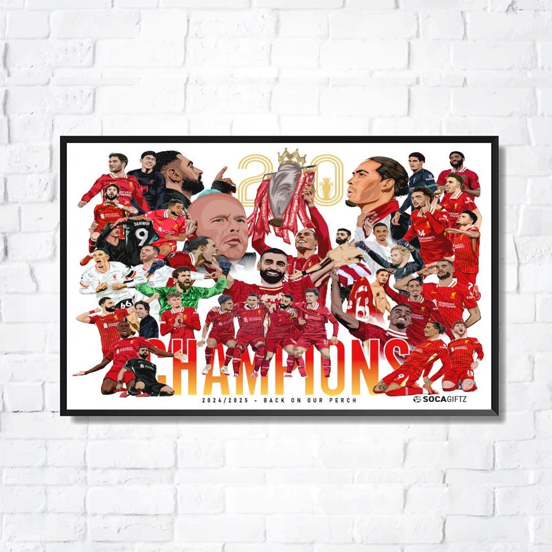 Liverpool Champions 40x30 Landscape Print 2024/2025 Squad - Etsy