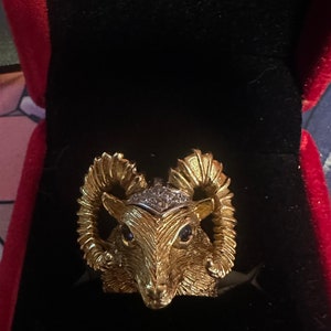 Vintage Gold Ram Ring 18k - Etsy