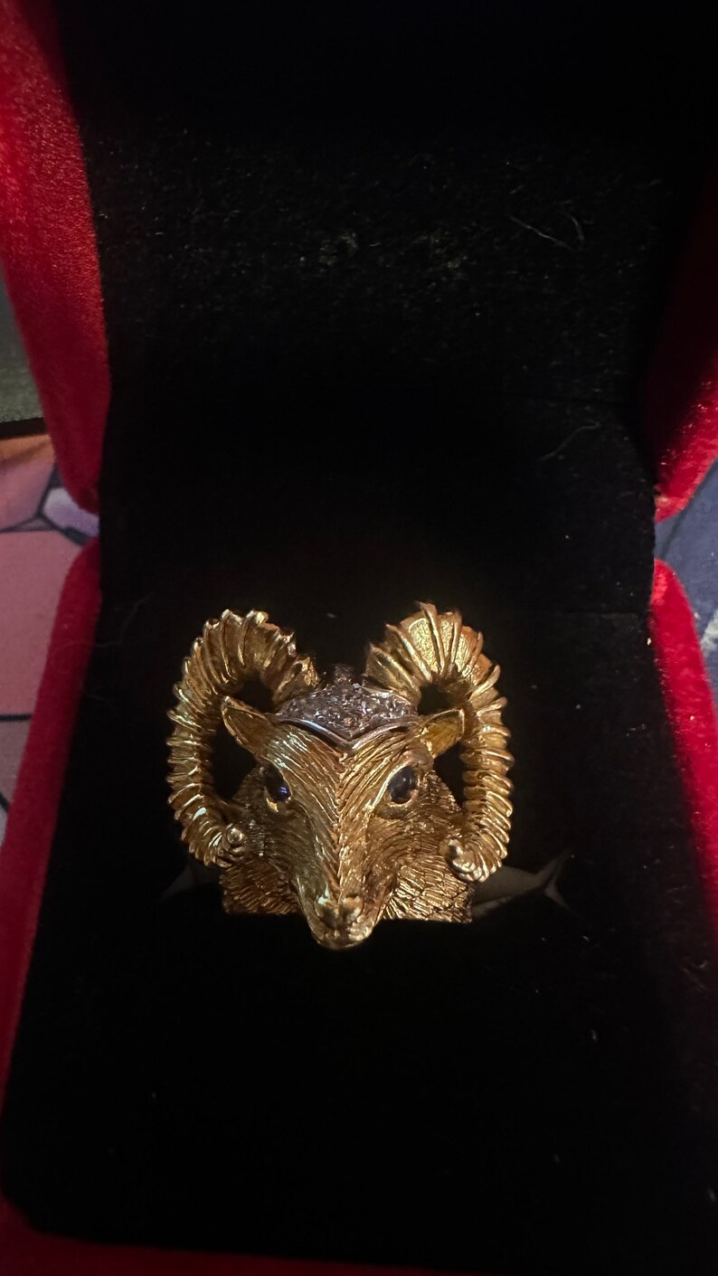 Vintage Gold Ram Ring 18k - Etsy
