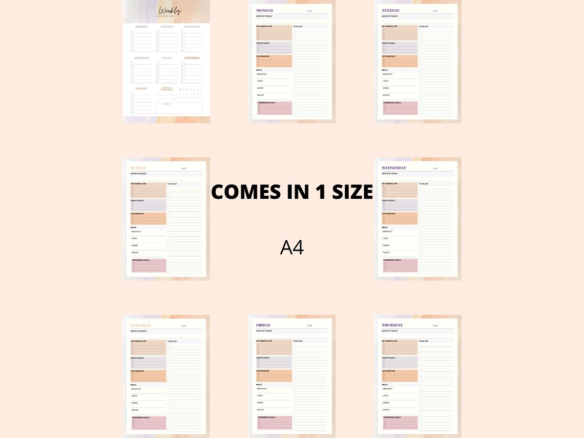 WEEKLY PLANNER PRINTABLE | Fillable Pdf | Daily Planner | Weekly ...