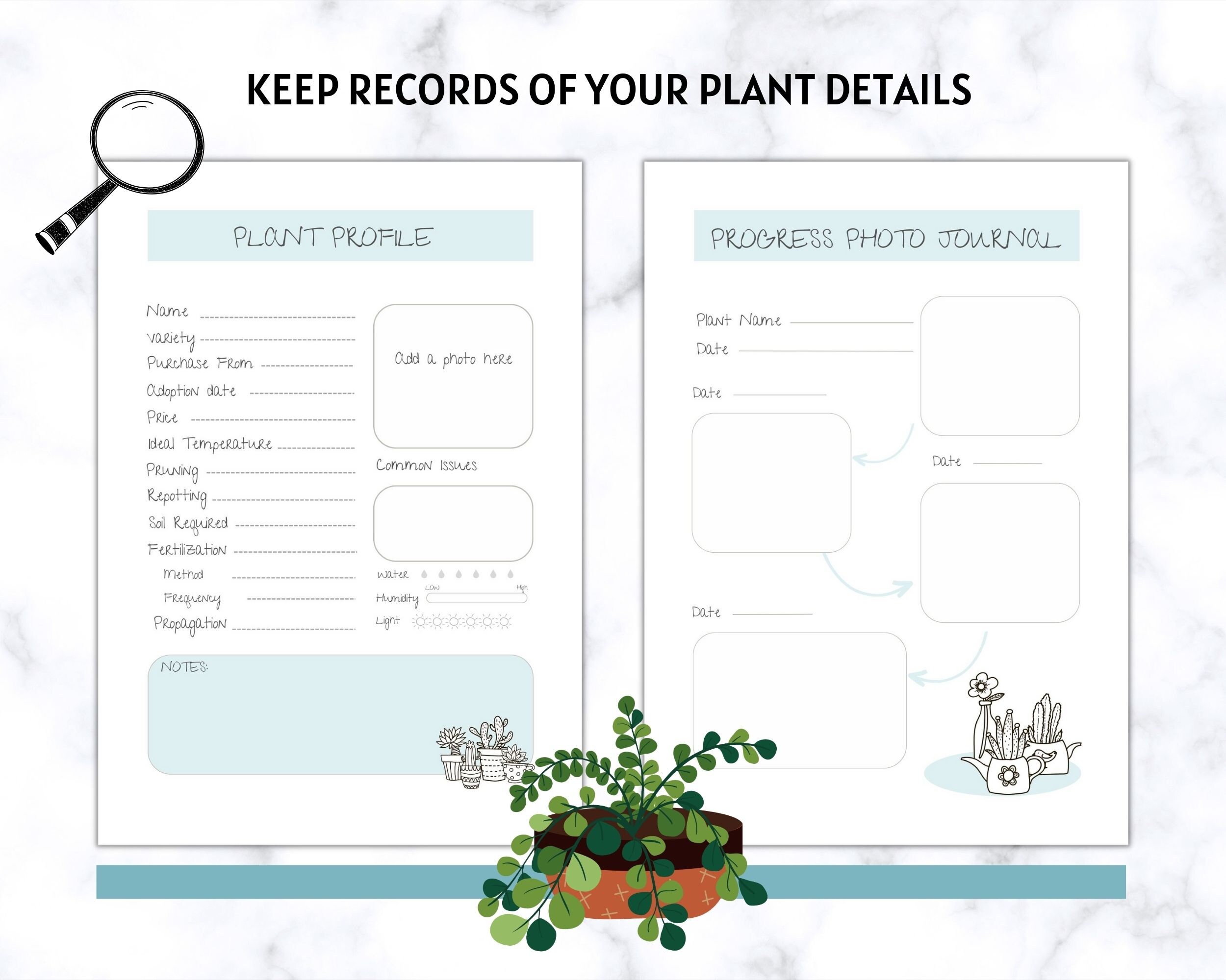 Indoor Plant Journal Printable Planner Houseplant Organizer Plant ...